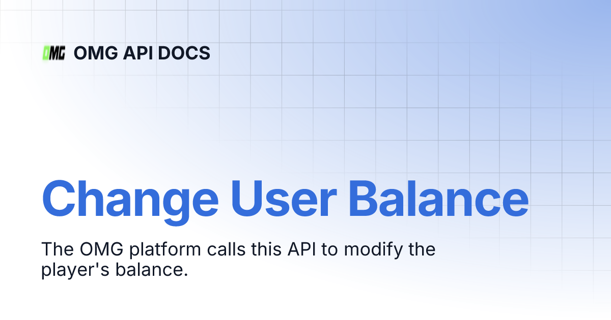 Change User Balance | English | OMG API DOCS